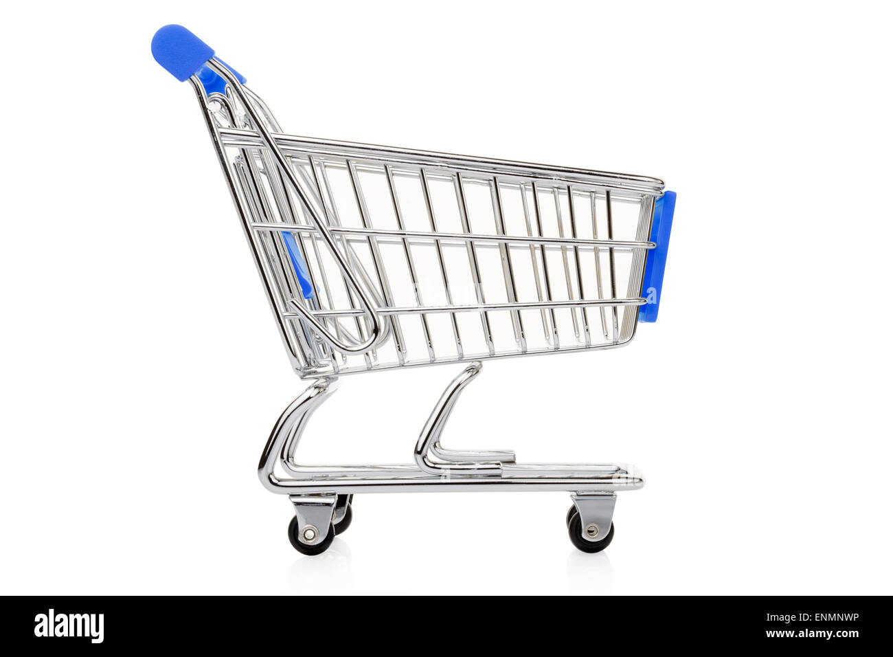 Blue shopping cart on white Stock Photo - Alamy