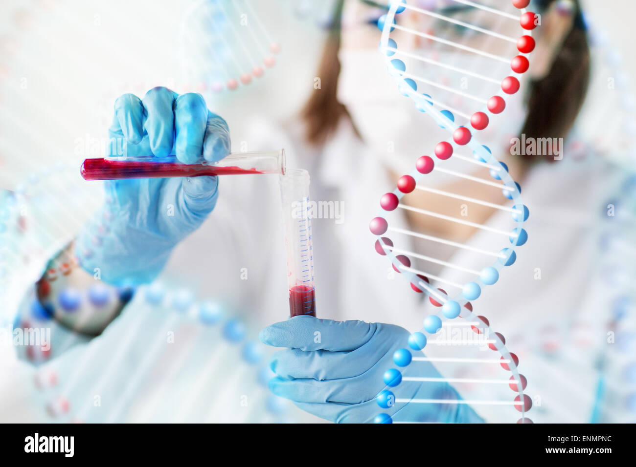 close up of scientist with tube making test in lab Stock Photo - Alamy
