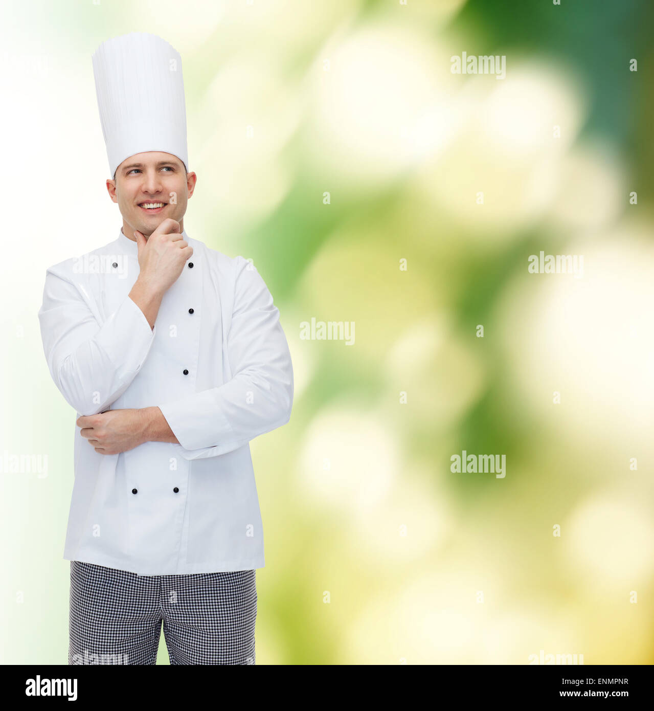 happy male chef cook thinking Stock Photo - Alamy