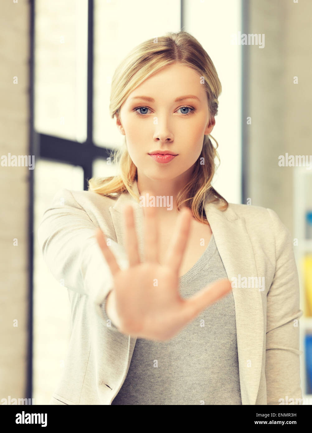 woman making stop gesture Stock Photo - Alamy