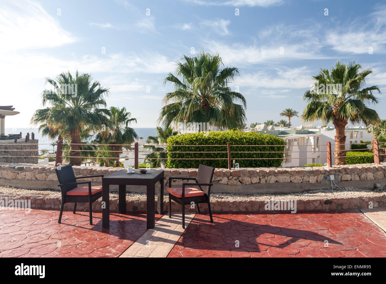 Outdoor restaurant overlooking the sea Stock Photo - Alamy