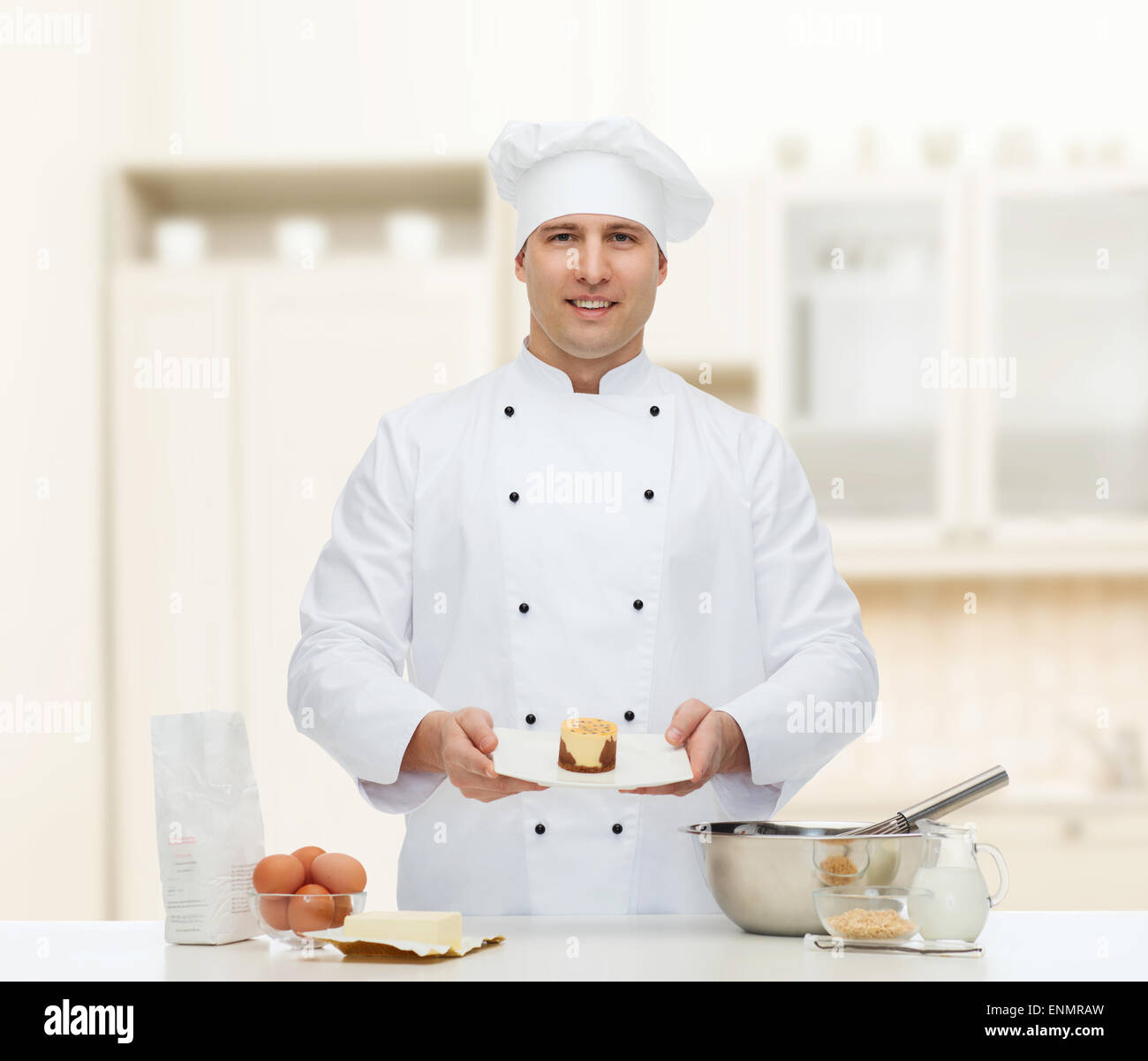 happy male chef cook baking Stock Photo - Alamy