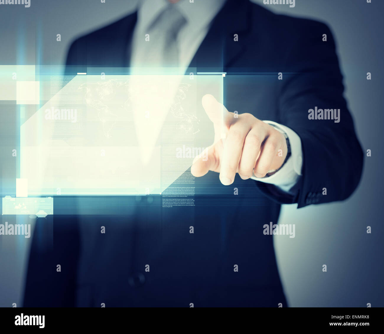 man hands with virtual screens Stock Photo - Alamy