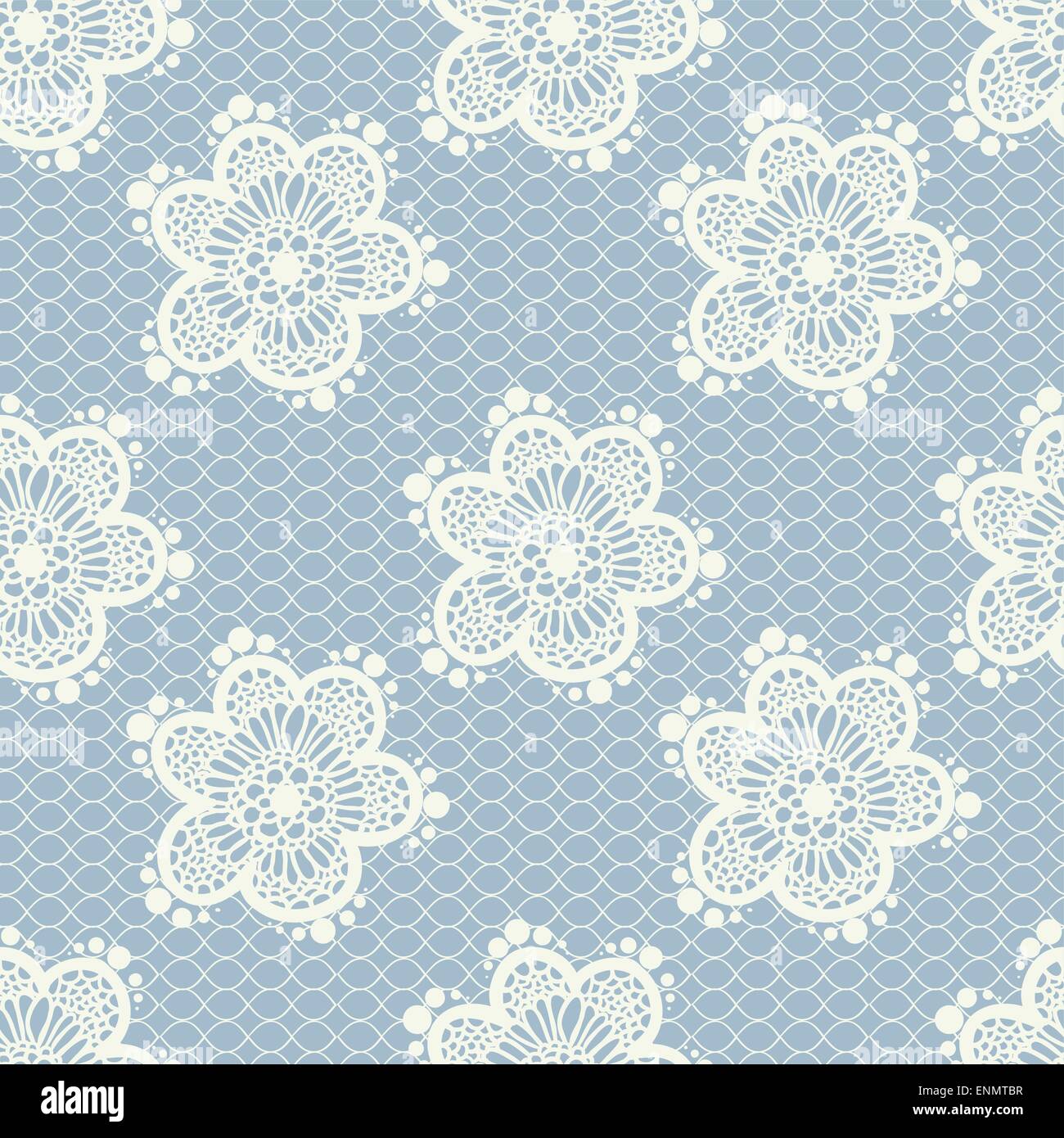 Blue Seamless Floral Lace Pattern Vintage Background Stock Vector
