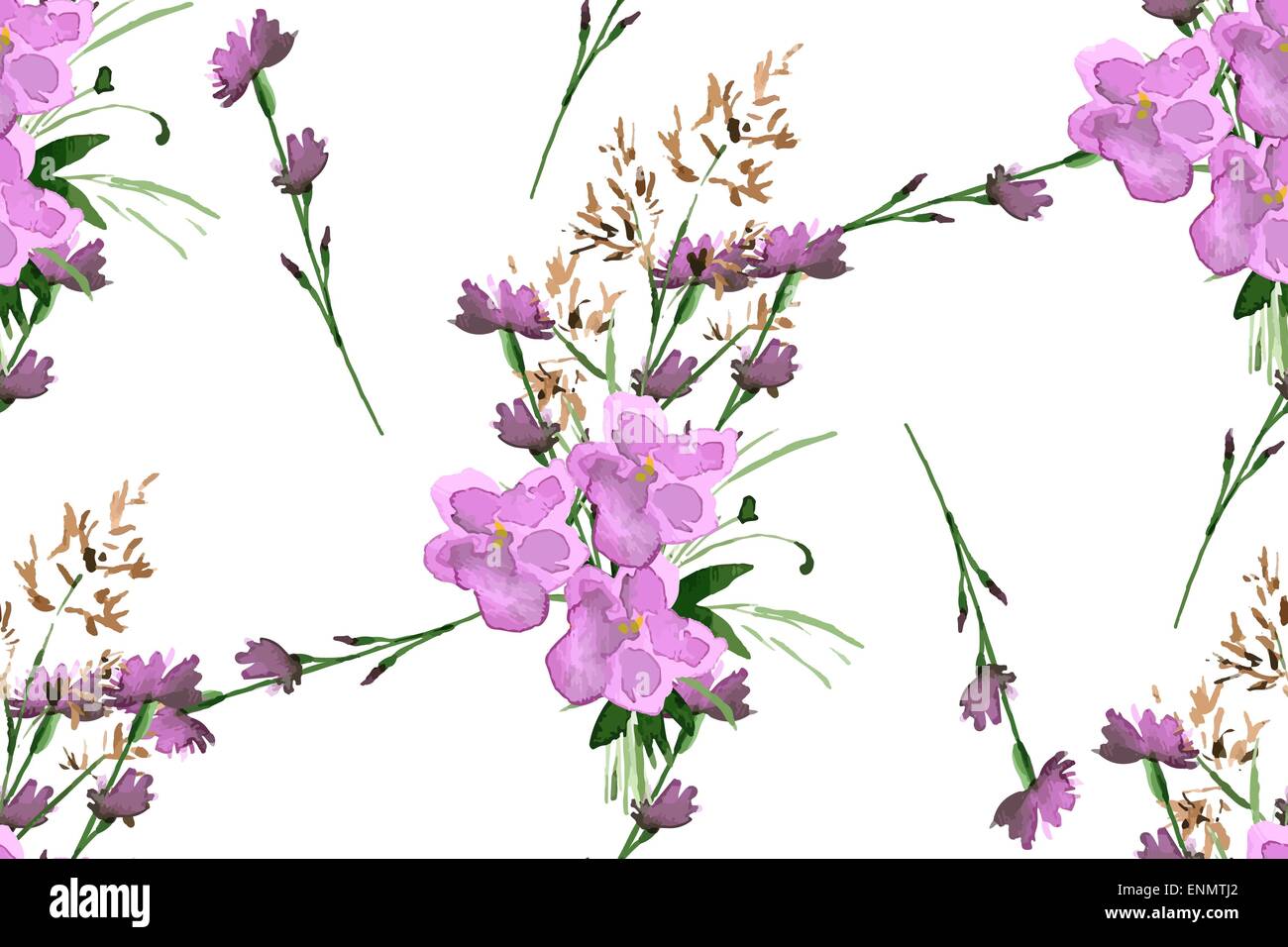 Wild flowers seamless pattern on white background vector illustration ...