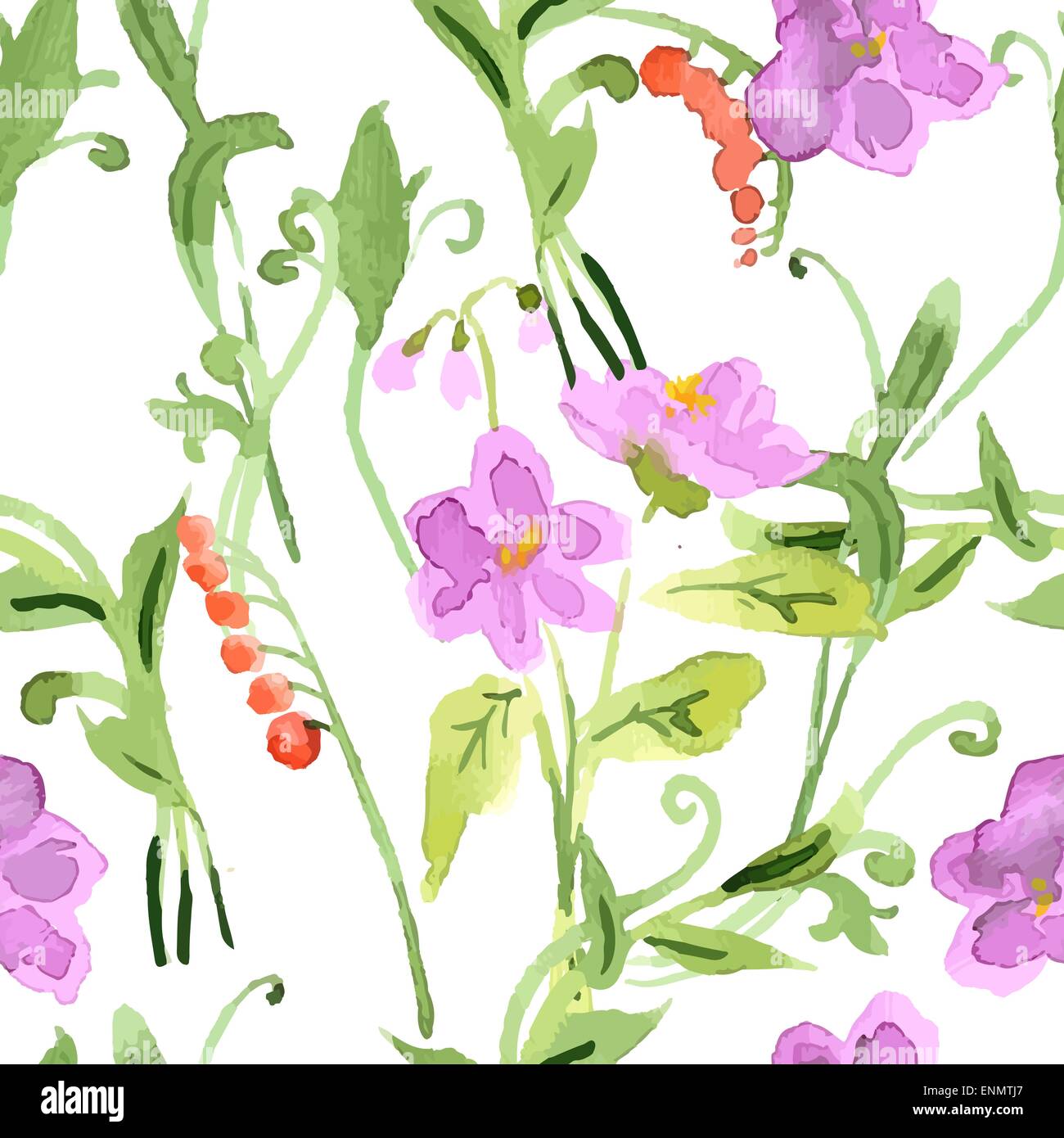 Wild flowers seamless pattern on white background vector illustration ...