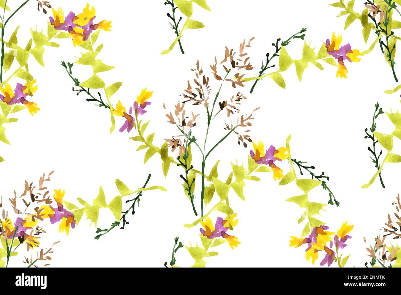 Wild flowers seamless pattern on white background vector illustration ...