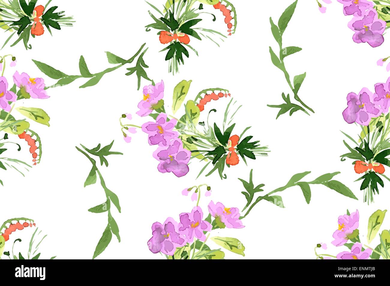 Wild flowers seamless pattern on white background vector illustration ...