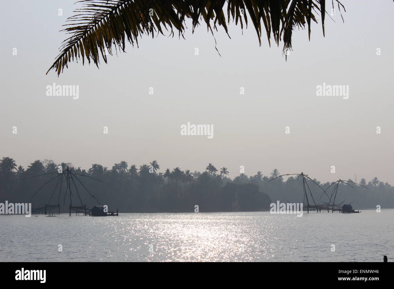 Sundown on a backwater lagoon between Vypeen Island and mainland Stock ...