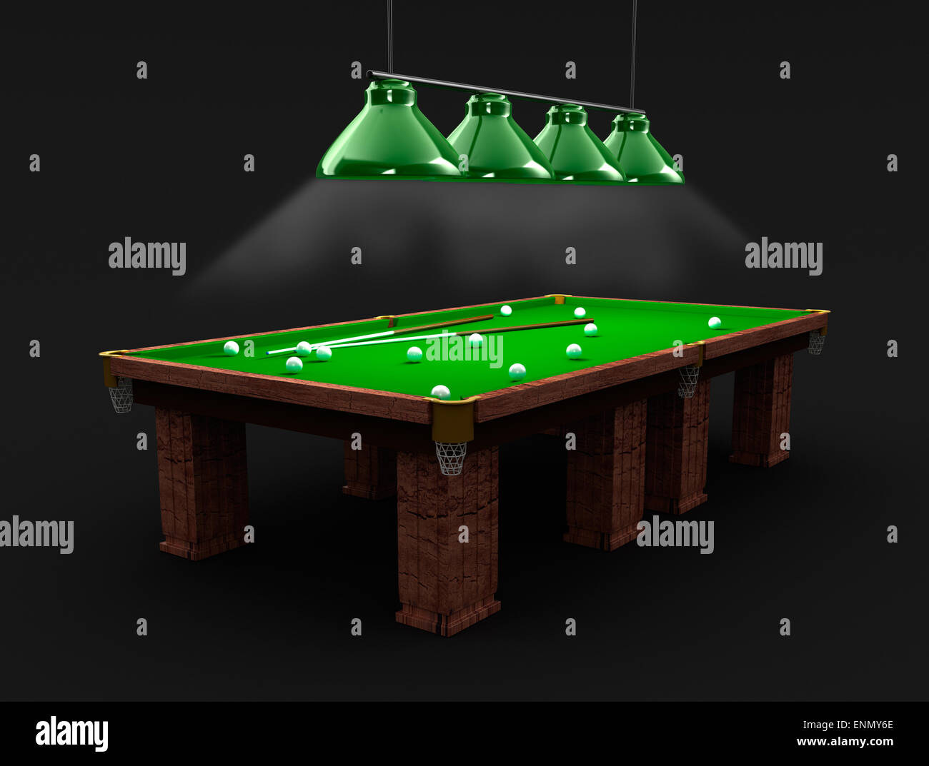 Billiard table in the black room Stock Photo - Alamy