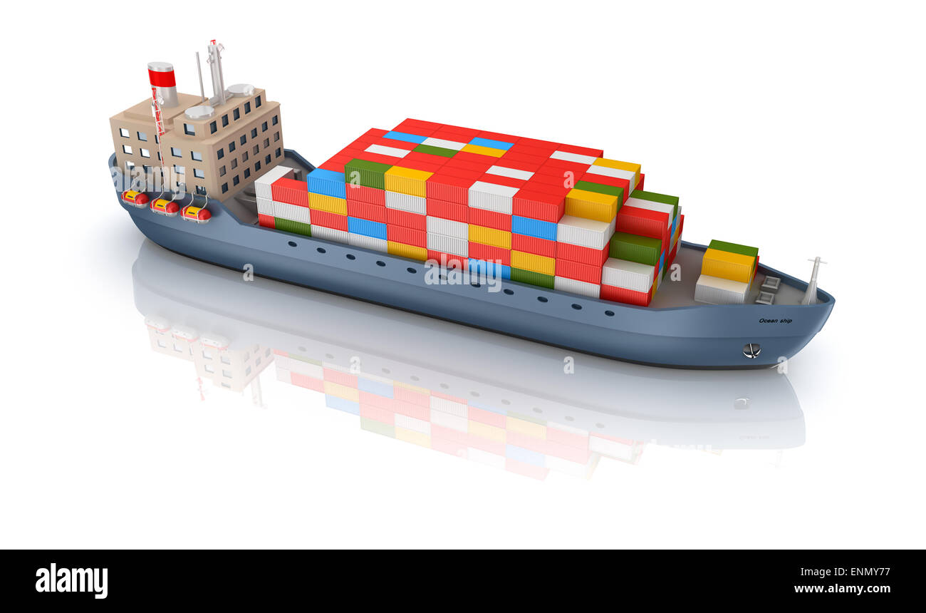Cargo ship isolated Stock Photo - Alamy