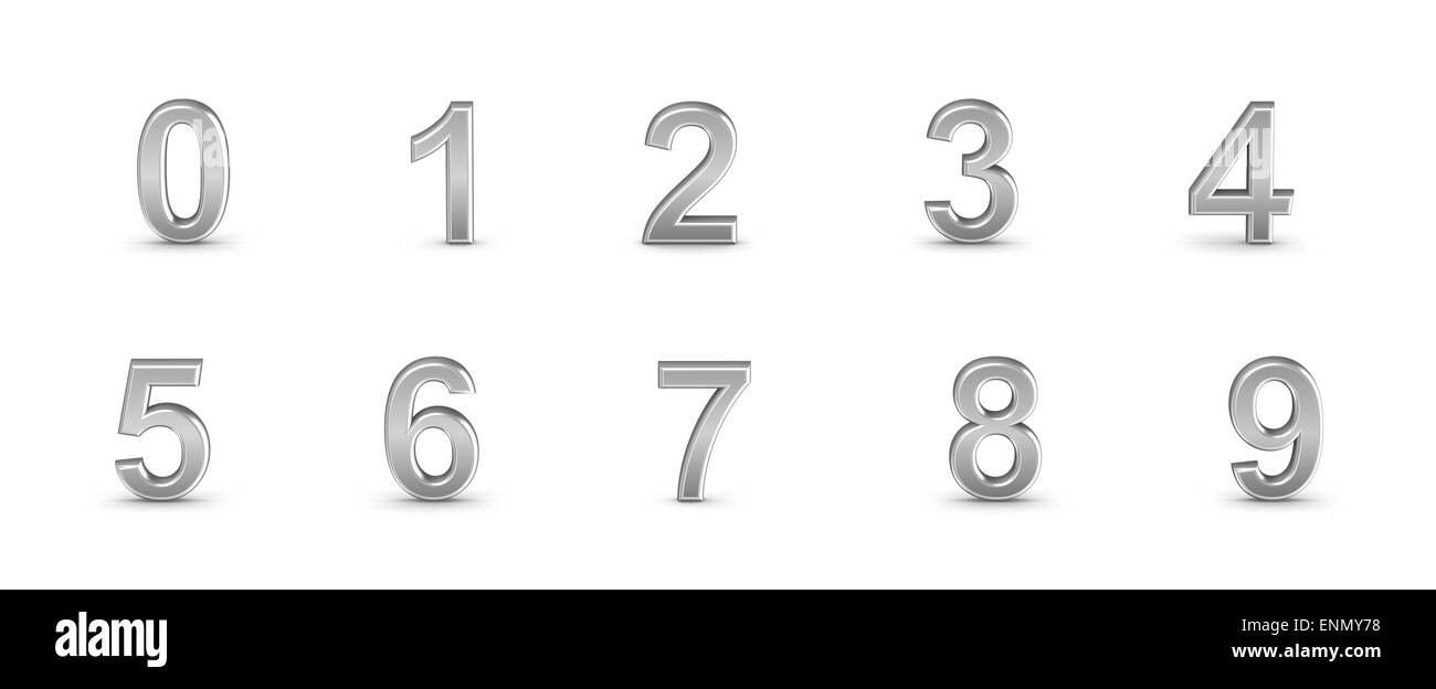 3D chrome numbers set Stock Photo - Alamy
