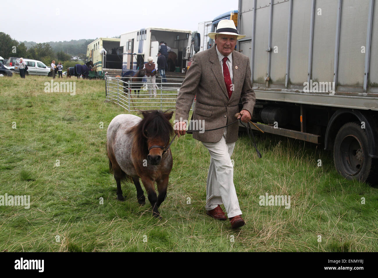 Man leading Shetland Pony at Egton Agricultural Show in North Yorkshire ...