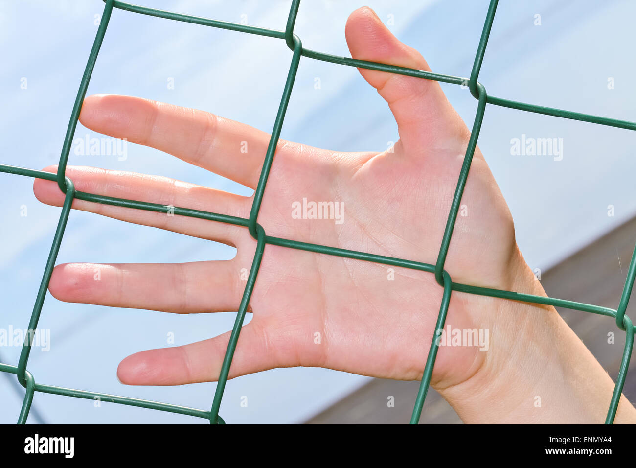Woman hand wire fence hi-res stock photography and images - Alamy