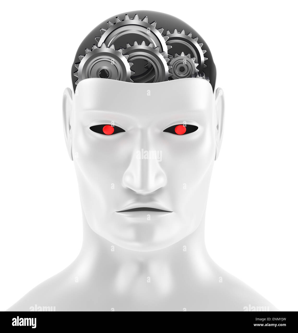 Android face - gear brains Stock Photo - Alamy