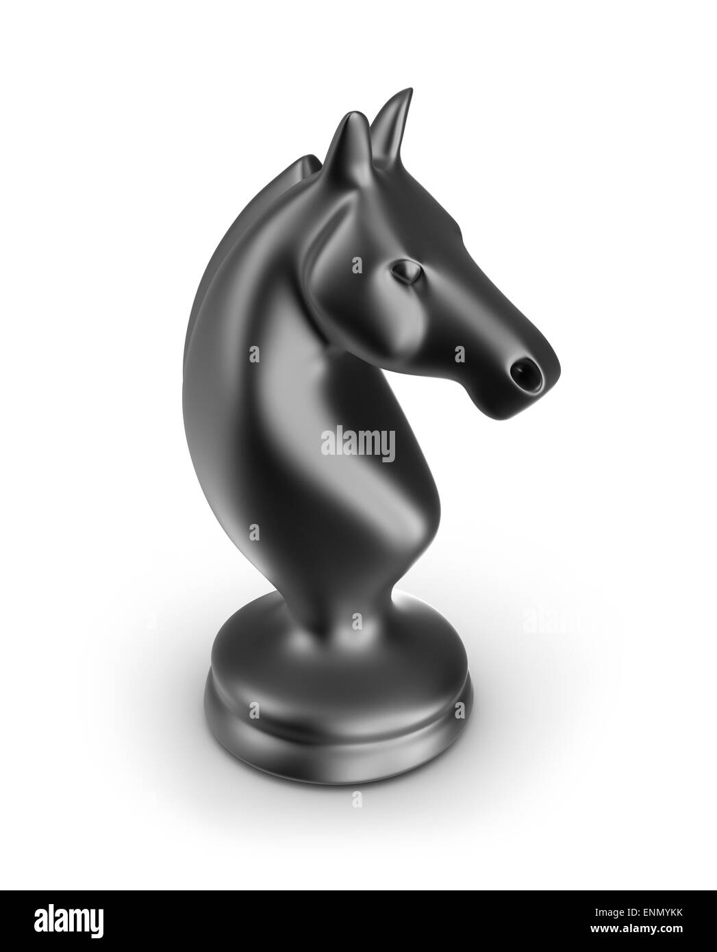 Knight black chess piece. Isolated on white 3d image Stock Photo - Alamy