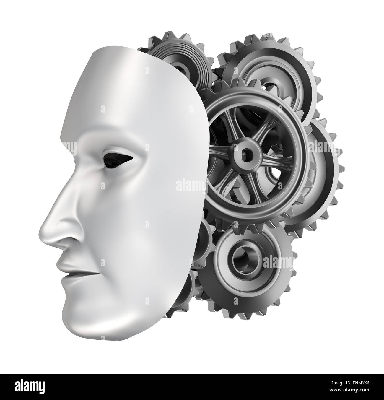 Android face - gear brains Stock Photo - Alamy