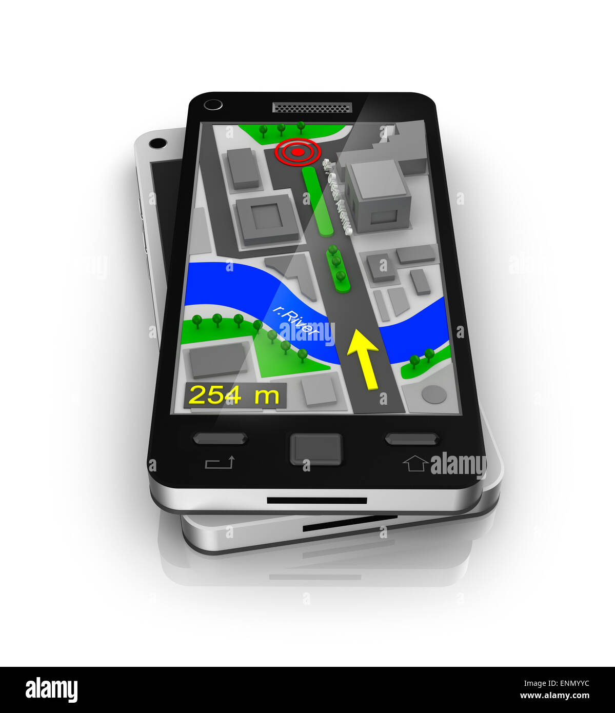 Cellular phone as GPS navigator. My own design Stock Photo - Alamy