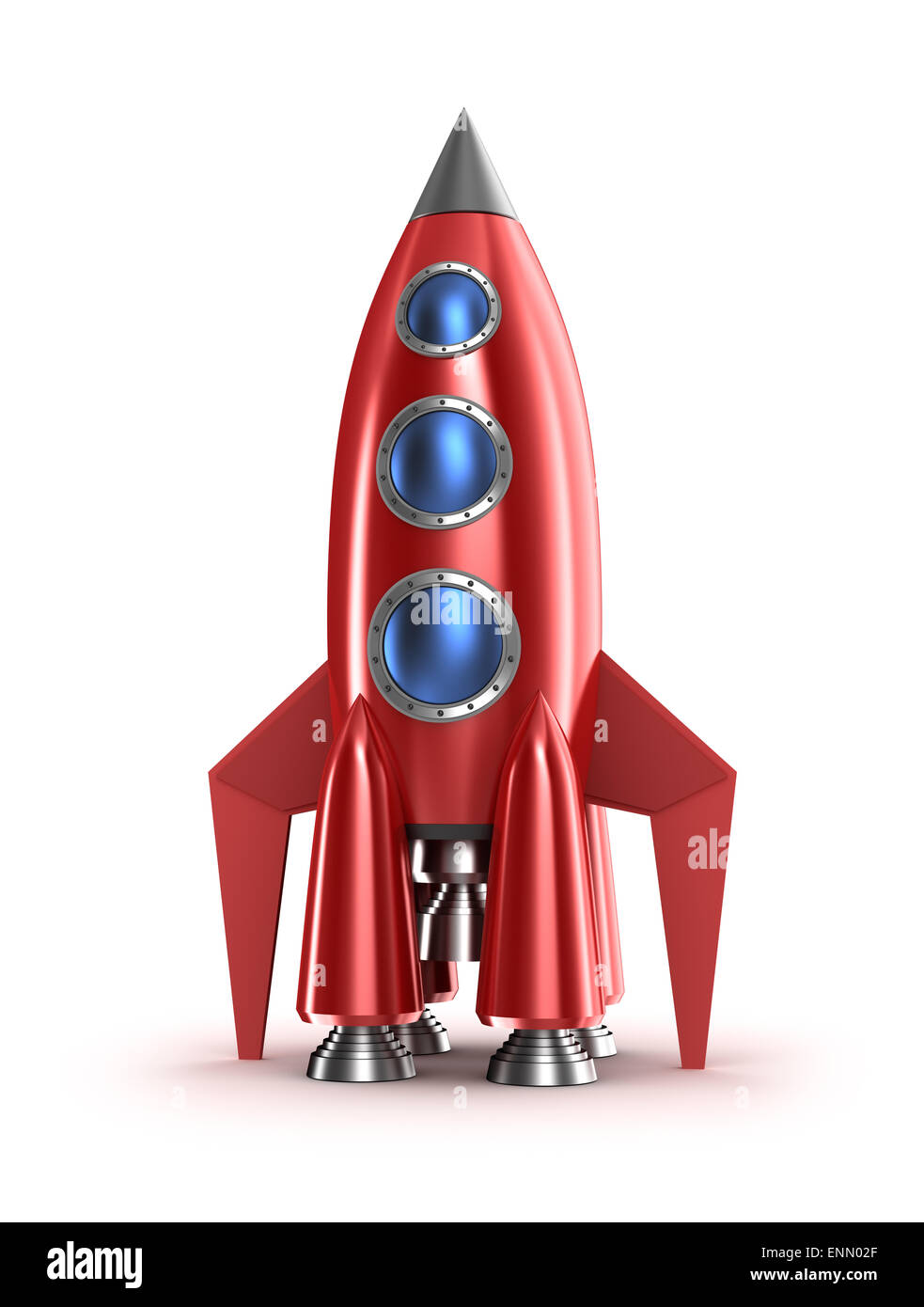 Retro red rocket. Isolated on white Stock Photo - Alamy