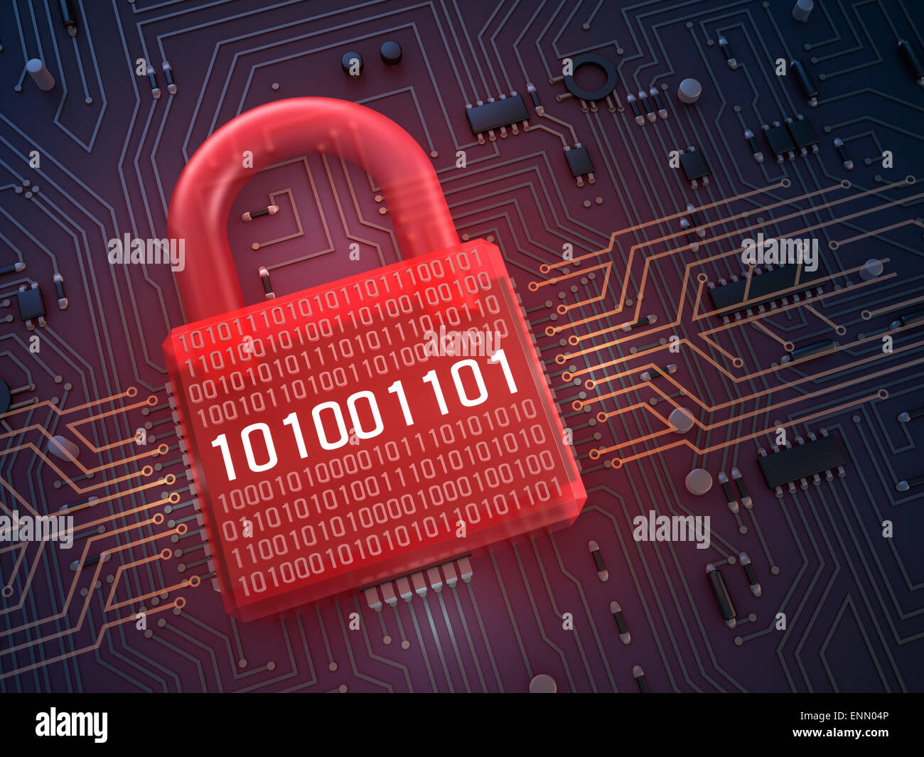 Firewall lock on mainboard, 3D background Stock Photo - Alamy