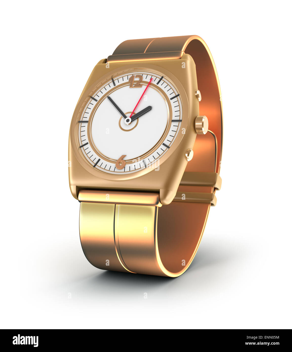 Golden watch over white Stock Photo - Alamy