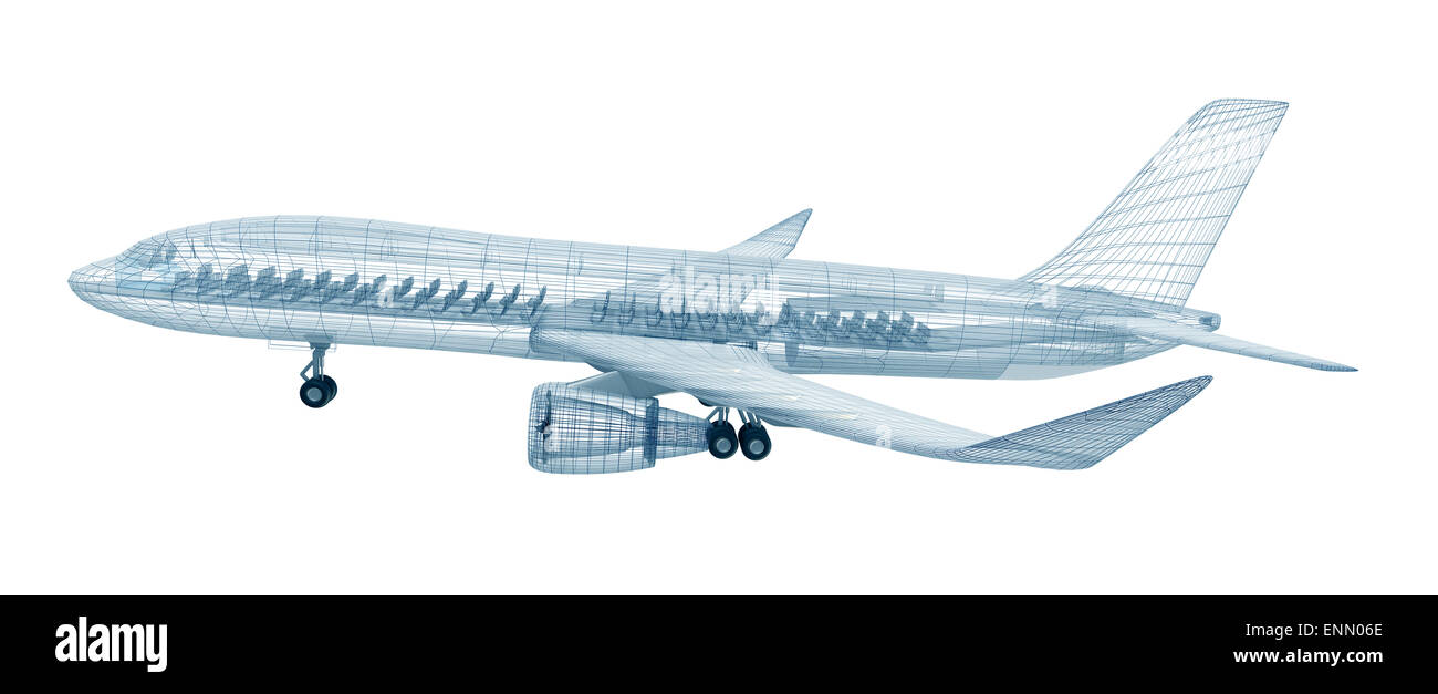 Airplane wire model, isolated on white. My own design Stock Photo - Alamy