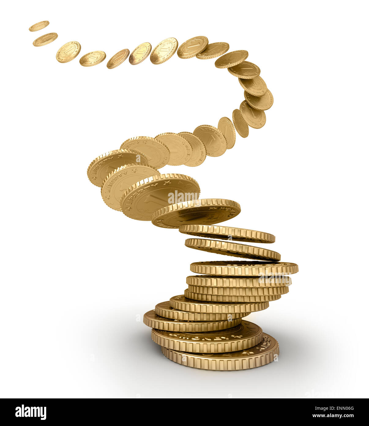 Coins Tornado. Isolated on white Stock Photo - Alamy