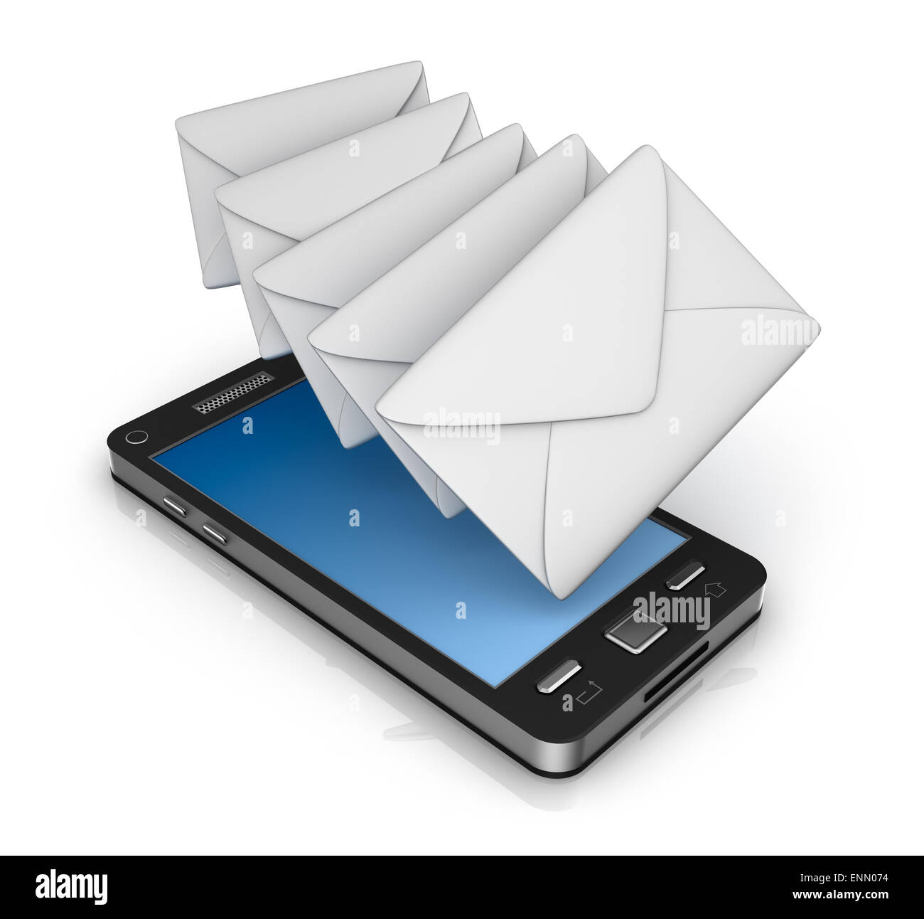 Cell phone email icon concept. Isolated on white Stock Photo - Alamy