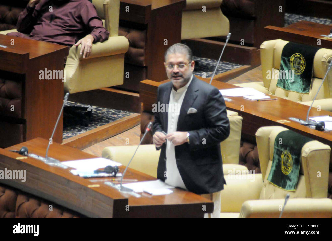 Provincial Minister for Information, Sharjeel Inam Memon expressing his ...