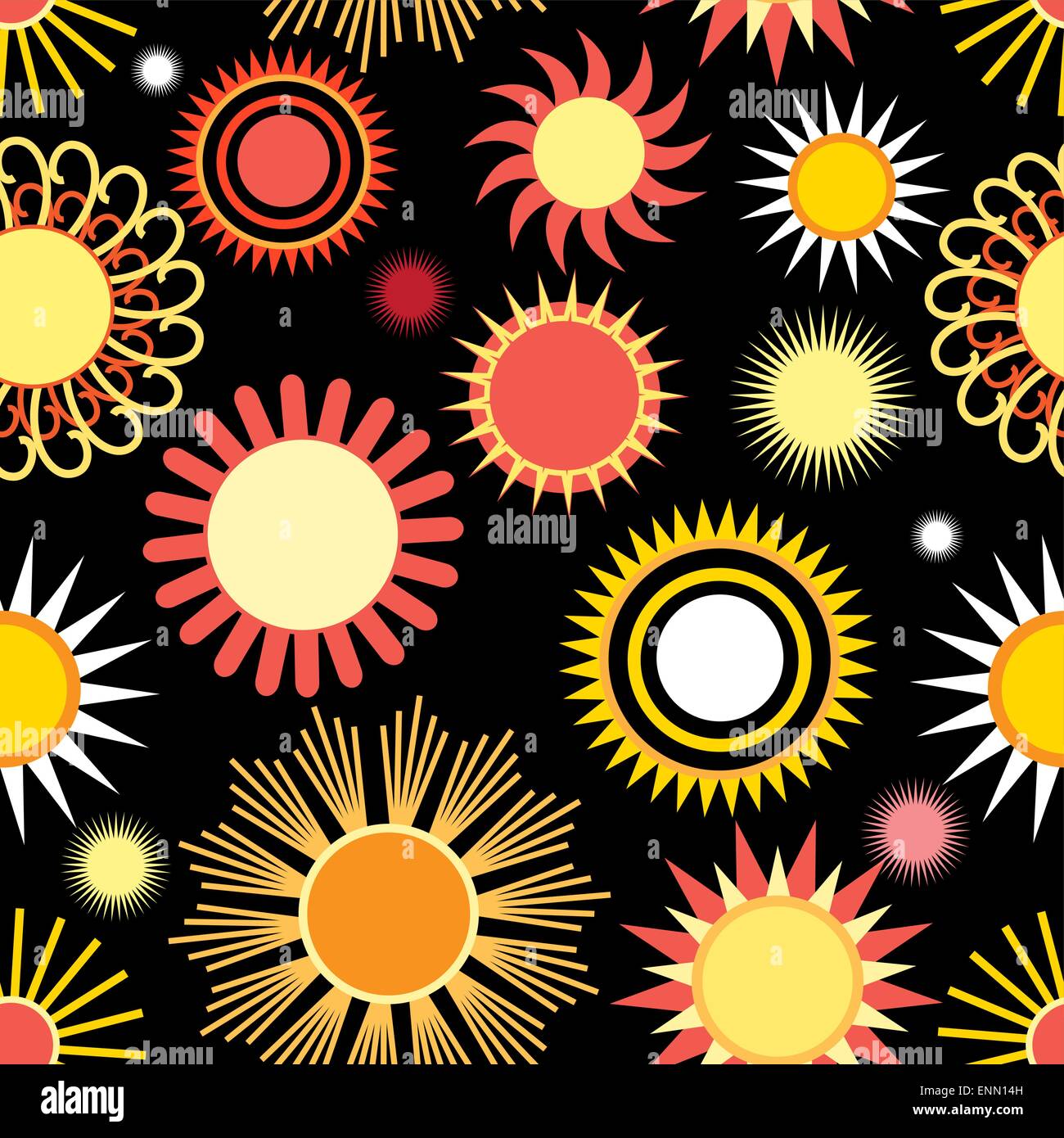 Seamless bright graphic pattern of different sun Stock Vector Image ...