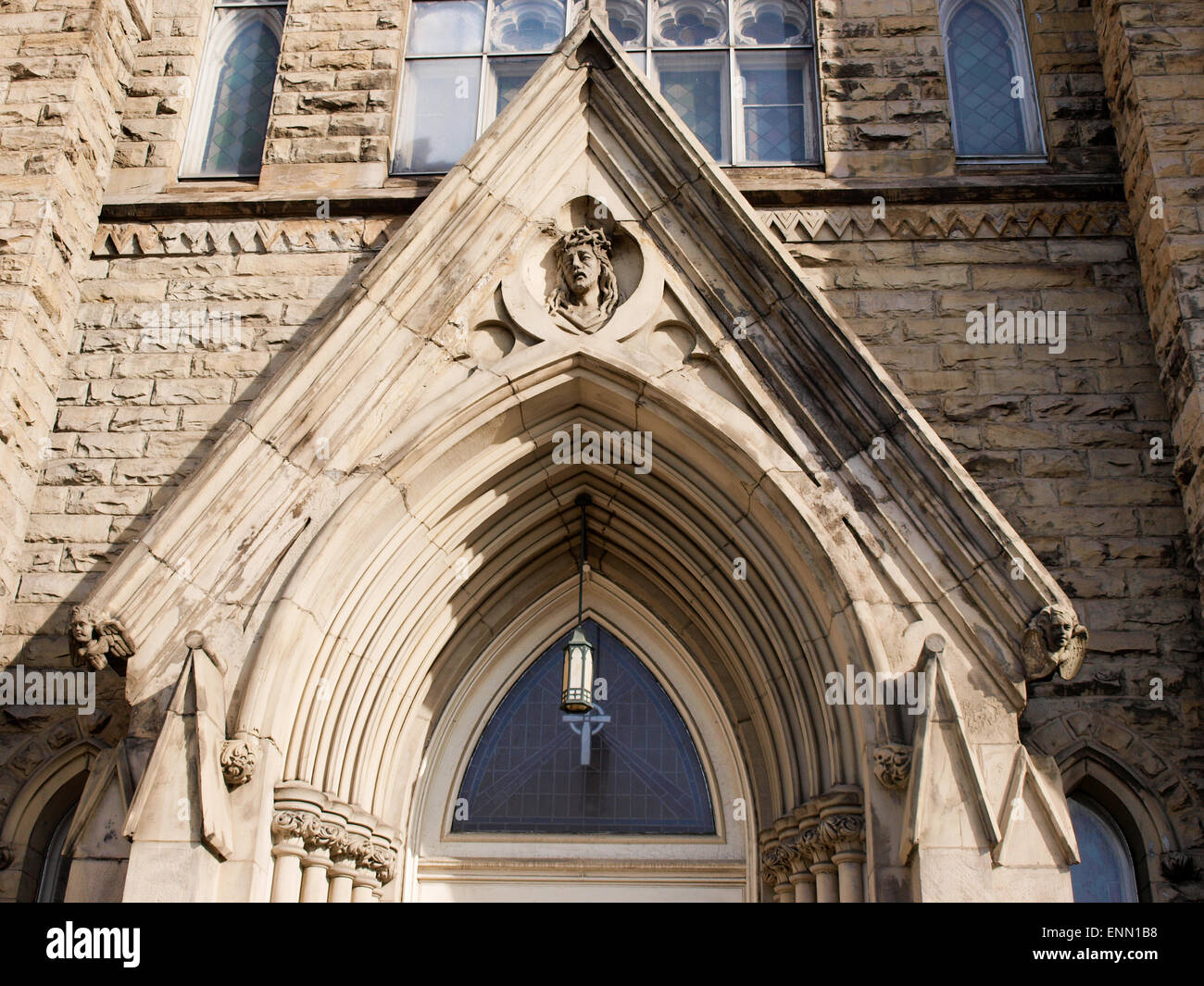 Stone carved archway over an old Catholic Church in Cleveland, Ohio ...