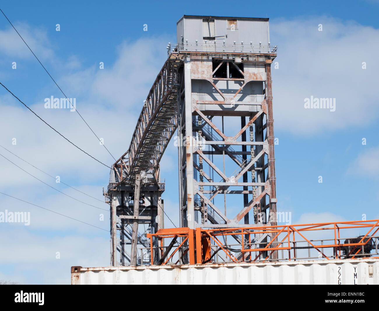 A steel lift bridge over the Cuyahoga River in Cleveland, Ohio Stock ...