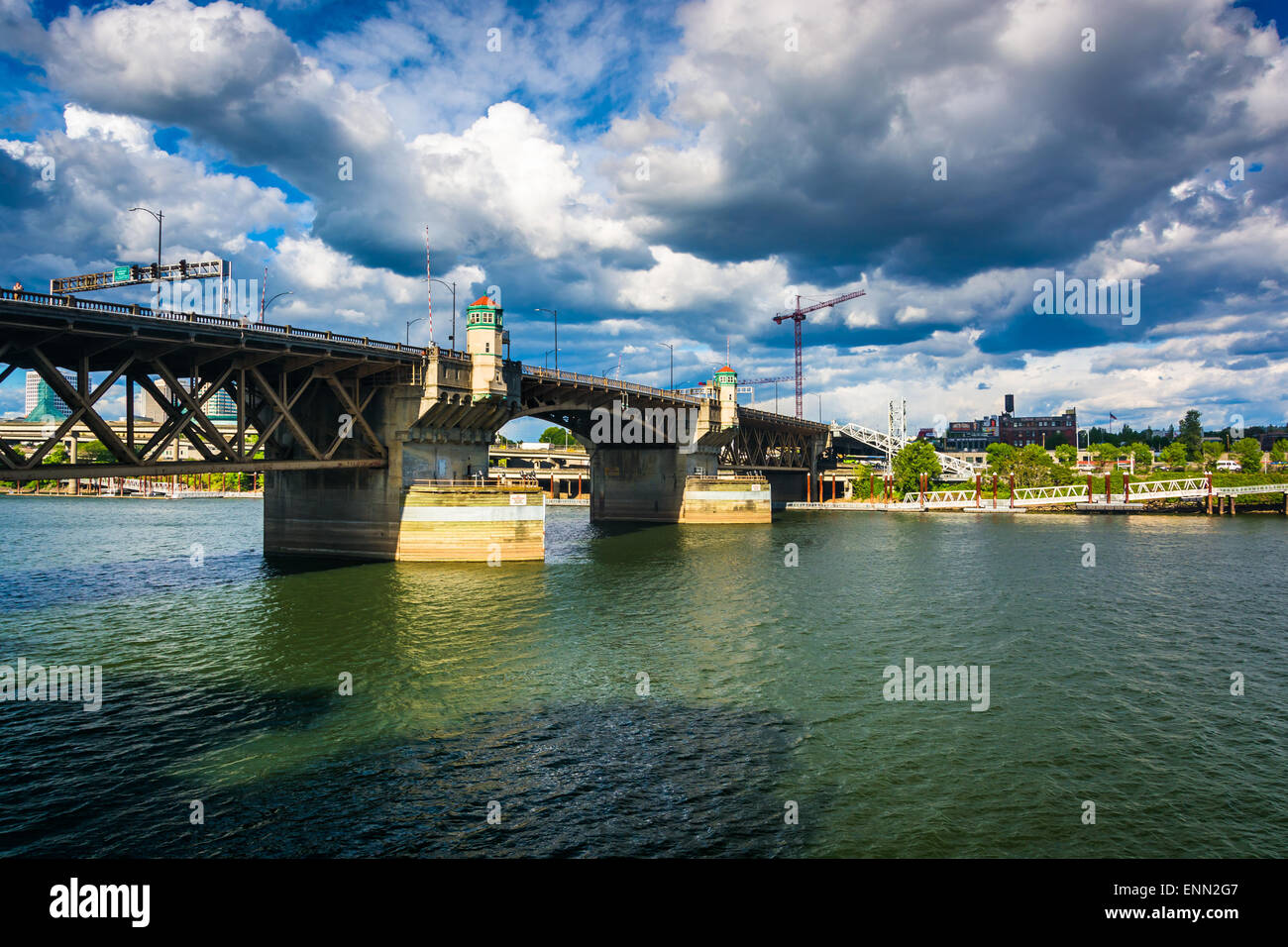 The Burnside Bridge, over the Williamette River in Portland, Oregon ...