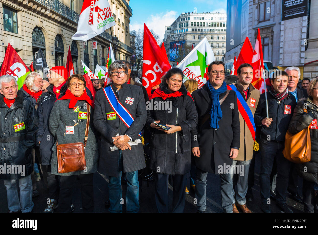 Paris, France, Crowd of People, Marching, French Labor Unions ...