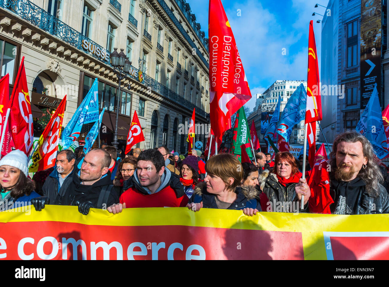 Paris, France, French Labor Trade Unions Protesting Law allowing Work ...