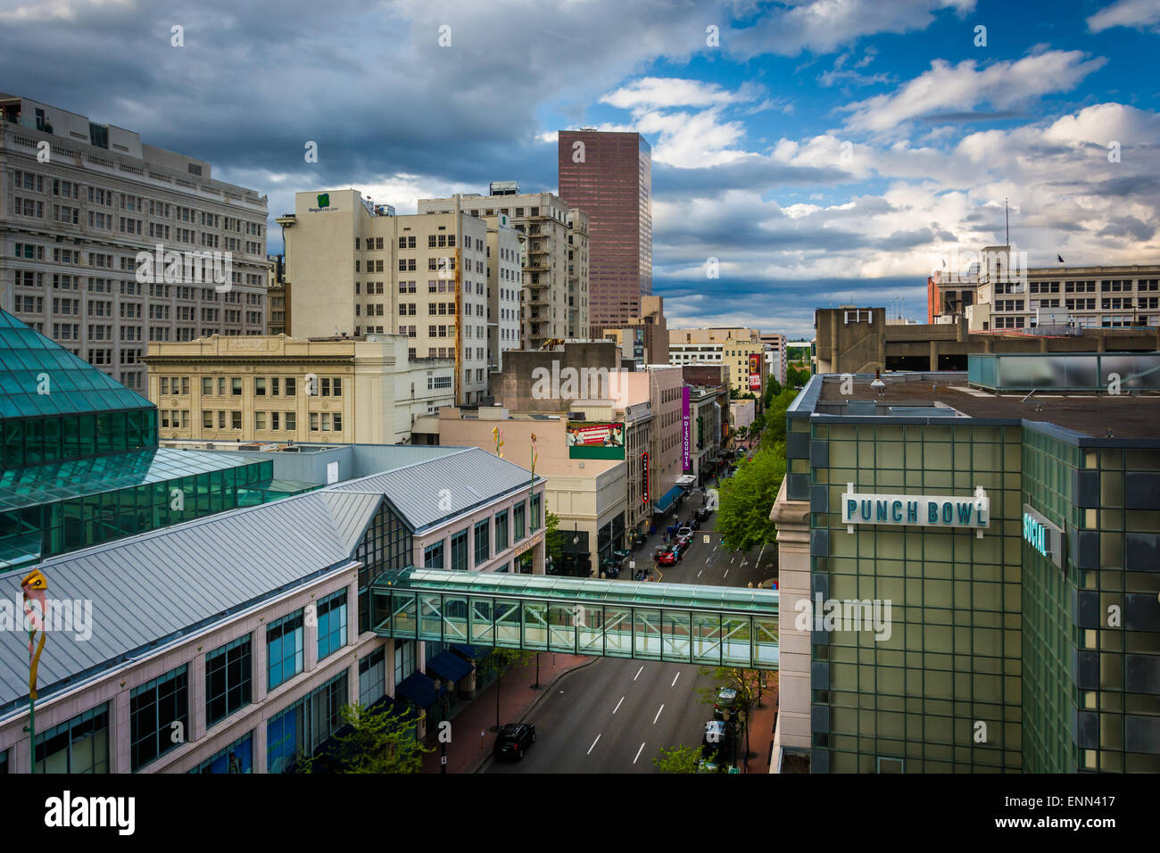 View of Pioneer Place and 4th Avenue in Portland, Oregon Stock Photo ...