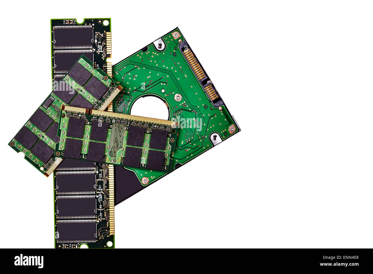 Memory Chips and Hard Drive isolated on White Stock Photo - Alamy