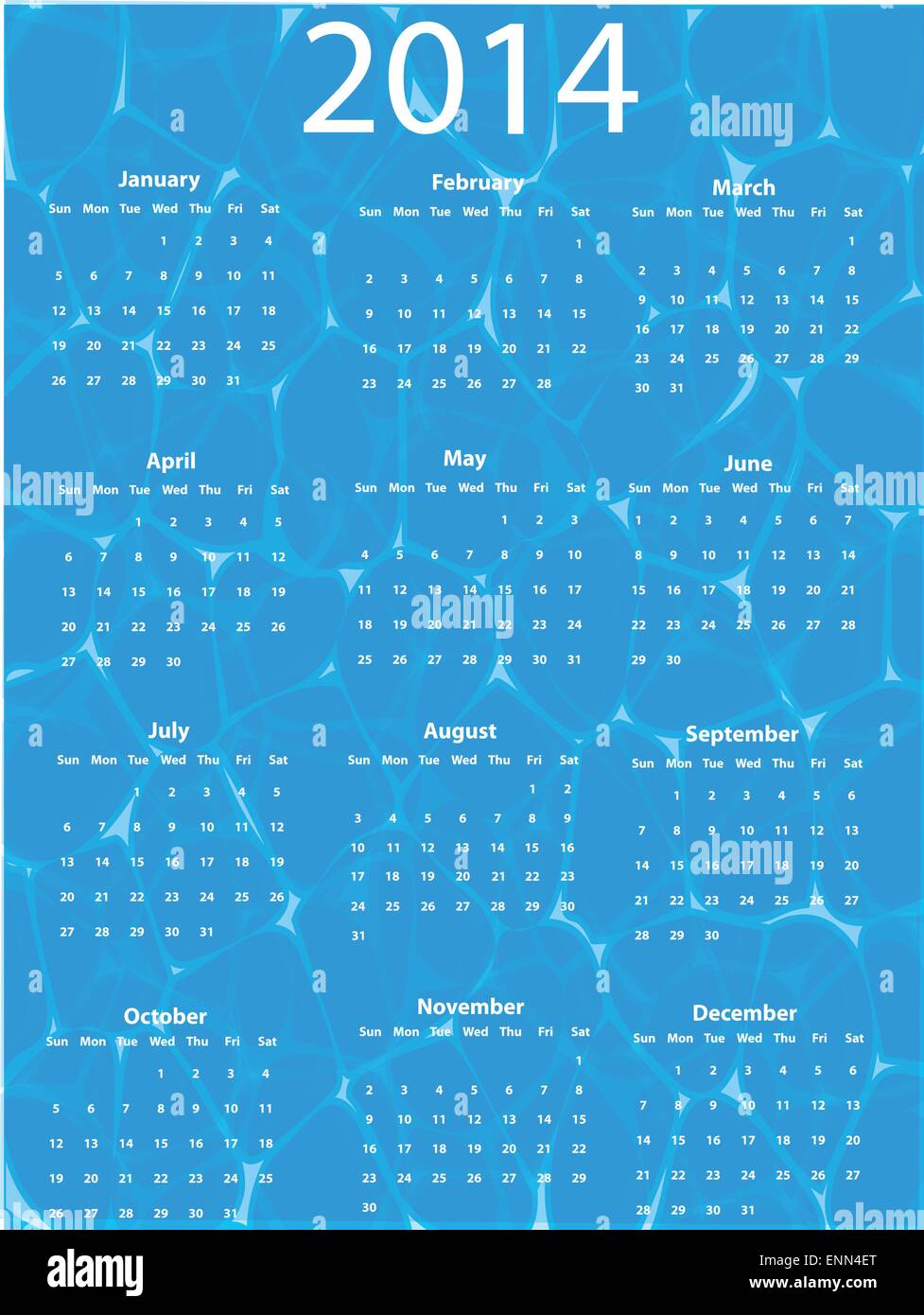 Water Calendar 2014 Stock Vector Image & Art - Alamy
