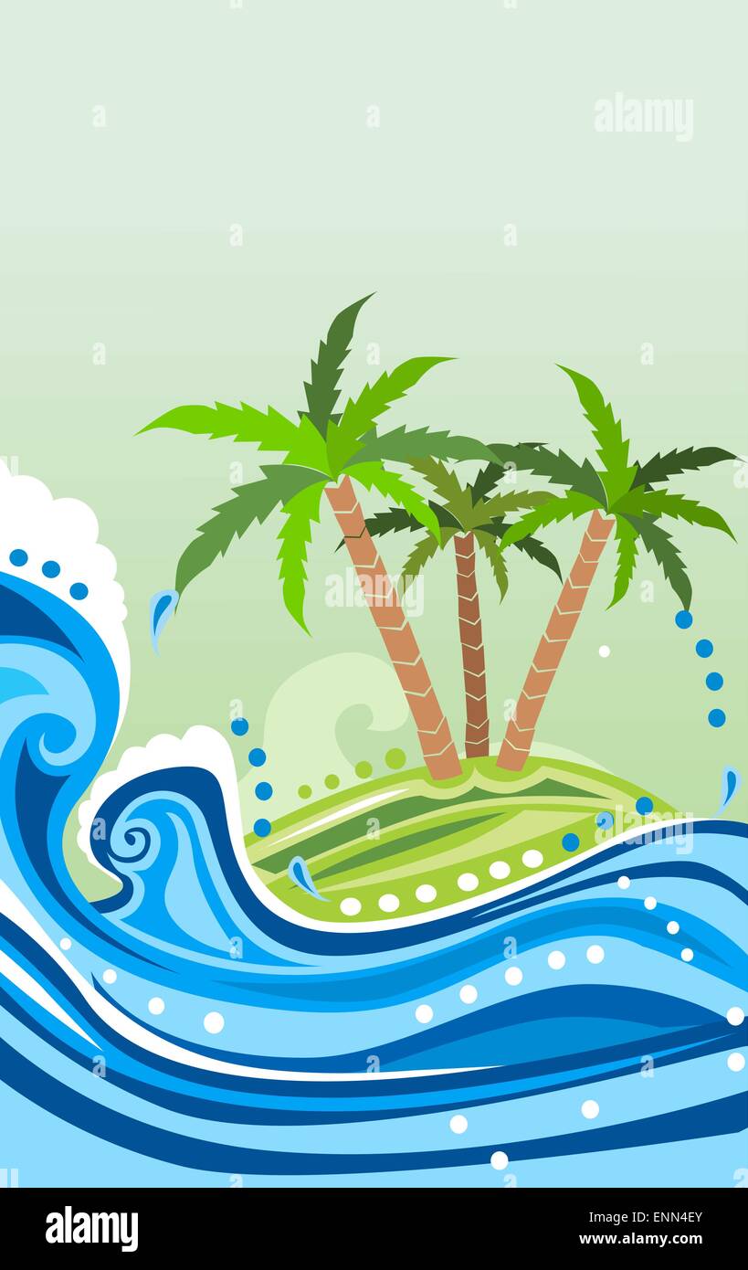 Sea waves island vector Stock Vector Images - Alamy
