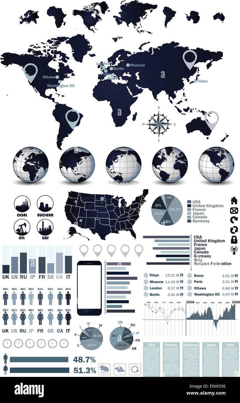 World Map and globe infographics Stock Vector Image & Art - Alamy