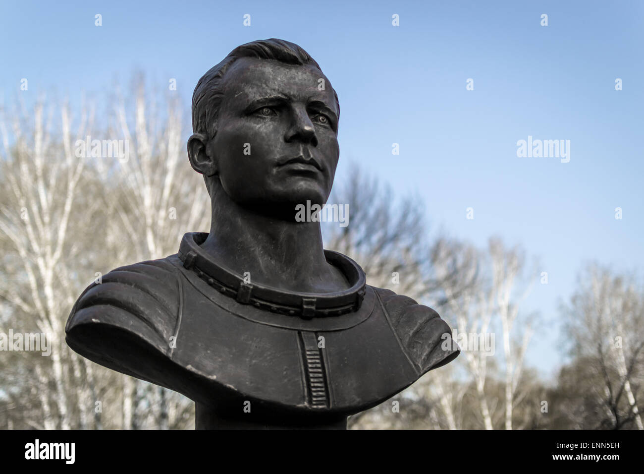 Famous cosmonaut Gargarin bronze head statue Stock Photo - Alamy