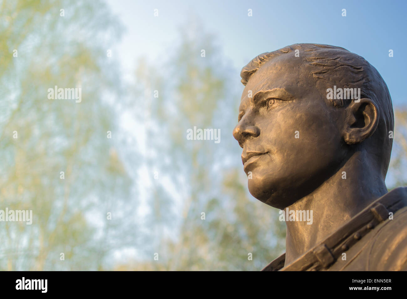 Famous cosmonaut Gagarin bronze head statue Stock Photo - Alamy