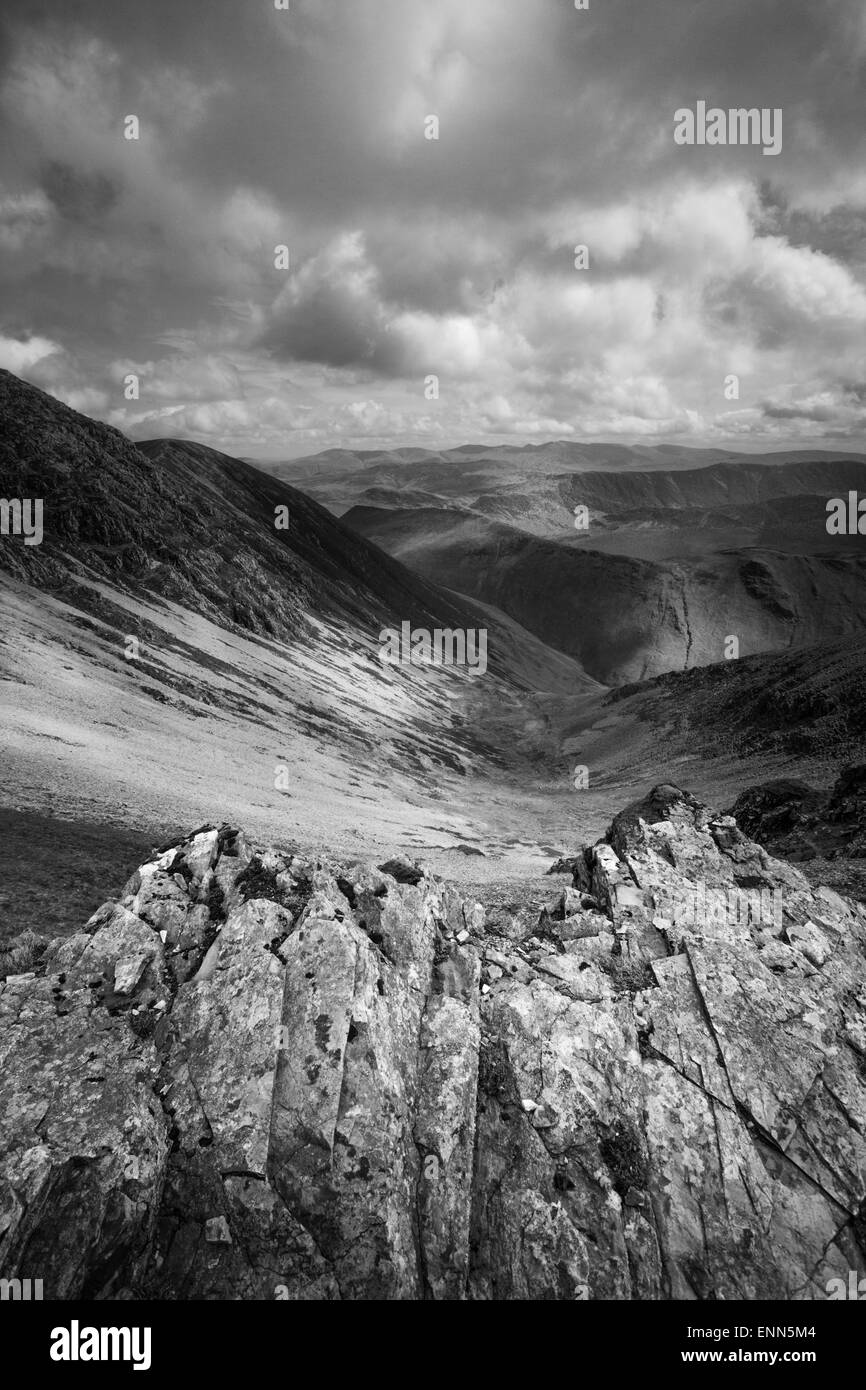 The valleys, crags and mountainous fells of the North Western Fells in ...