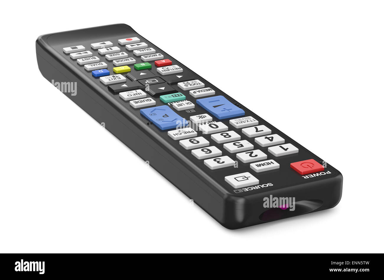 black TV remote control isolated on white background Stock Photo - Alamy