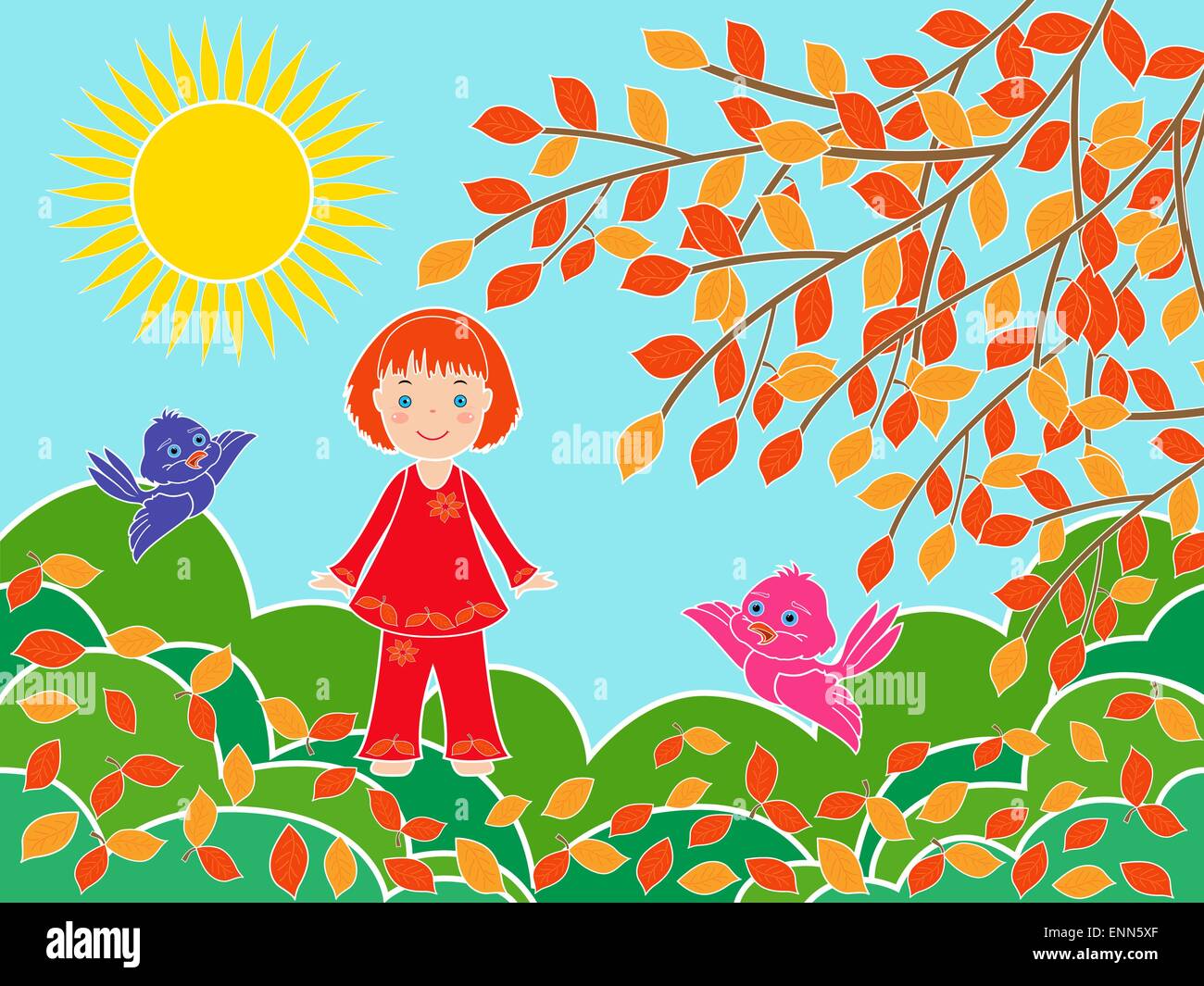 Autumn tree meadow Stock Vector Images - Alamy