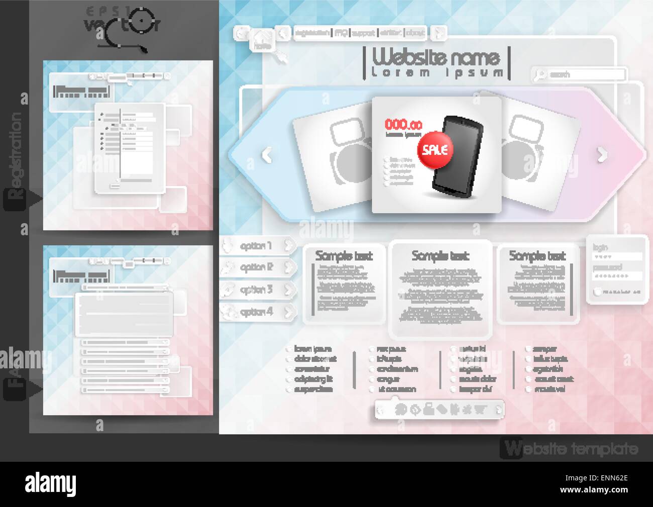 Website Design Template Menu Elements Stock Vector Image & Art - Alamy