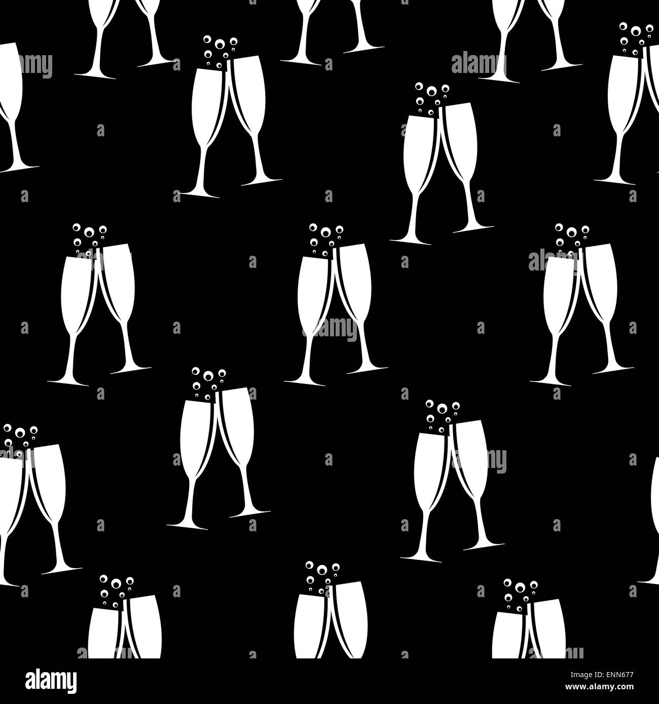 Bottle champagne and two glasses Black and White Stock Photos & Images ...