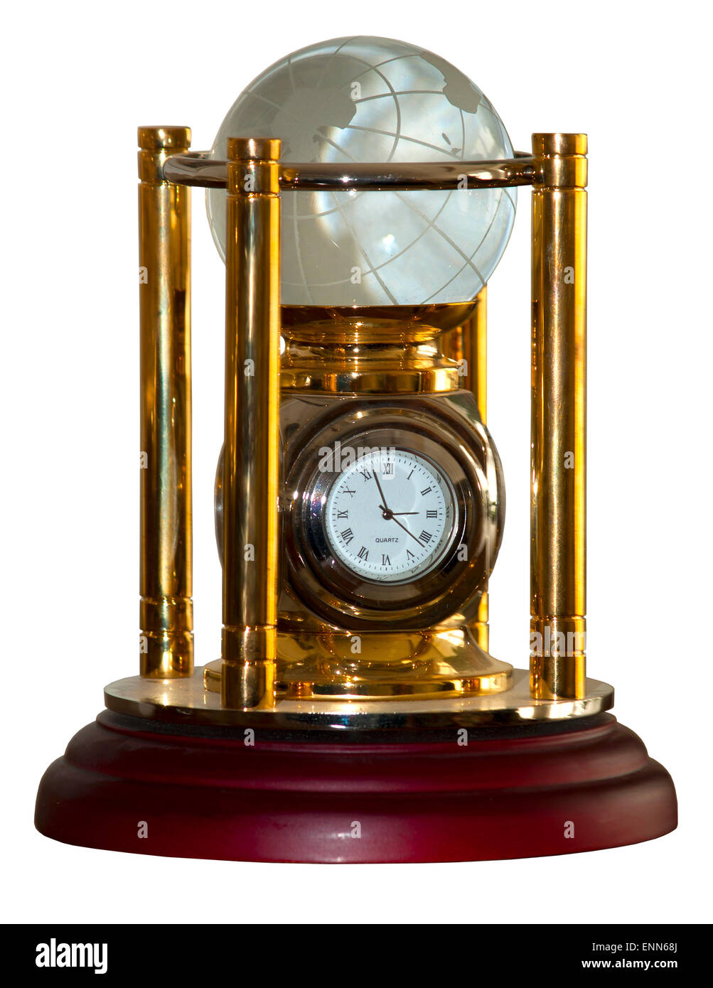 Desktop quartz multifunction watch with souvenir glass globe Stock ...