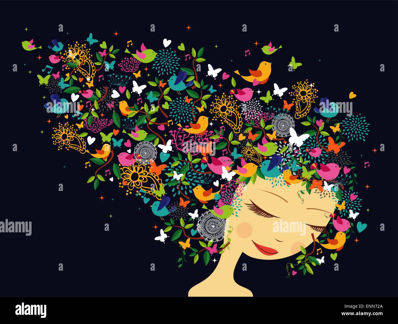 Beautiful women abstract hair illustration Stock Vector Image & Art - Alamy