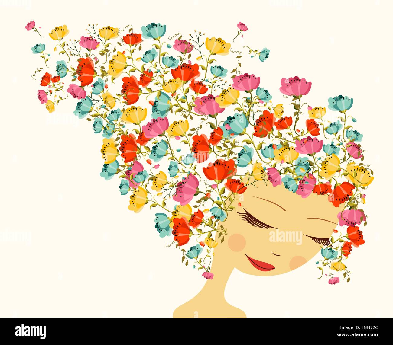 Beautiful season woman abstract hair design elements Stock Vector Image ...